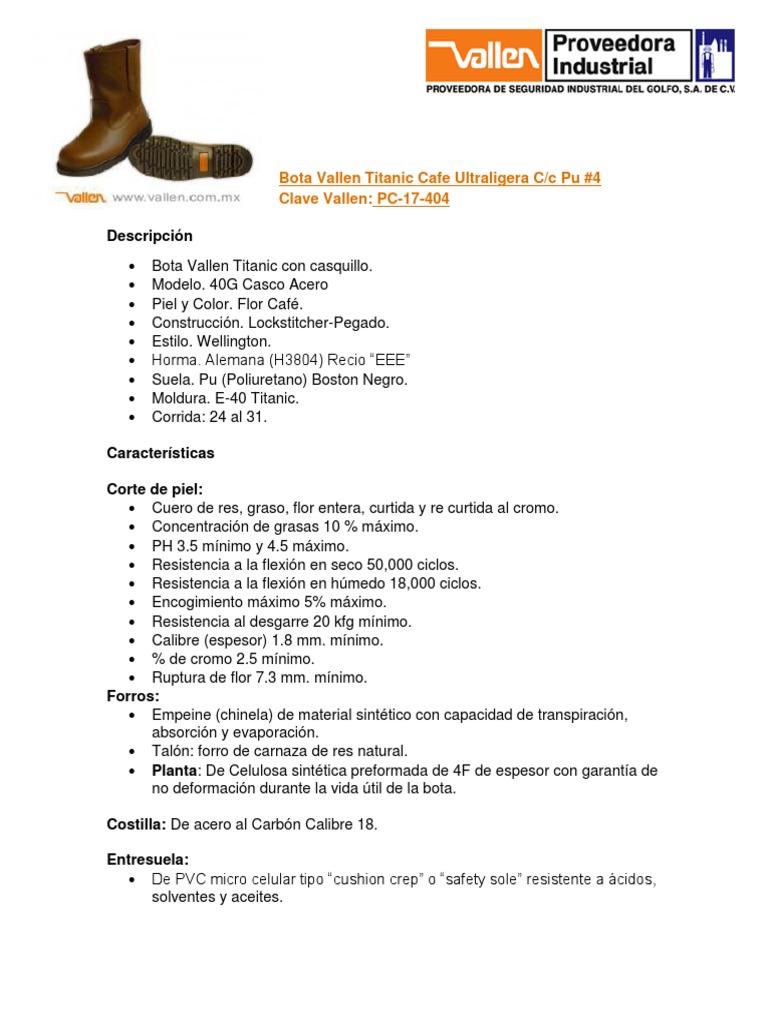 Fichas Tecnicas Botas | PDF | Materiales | Sustancias químicas