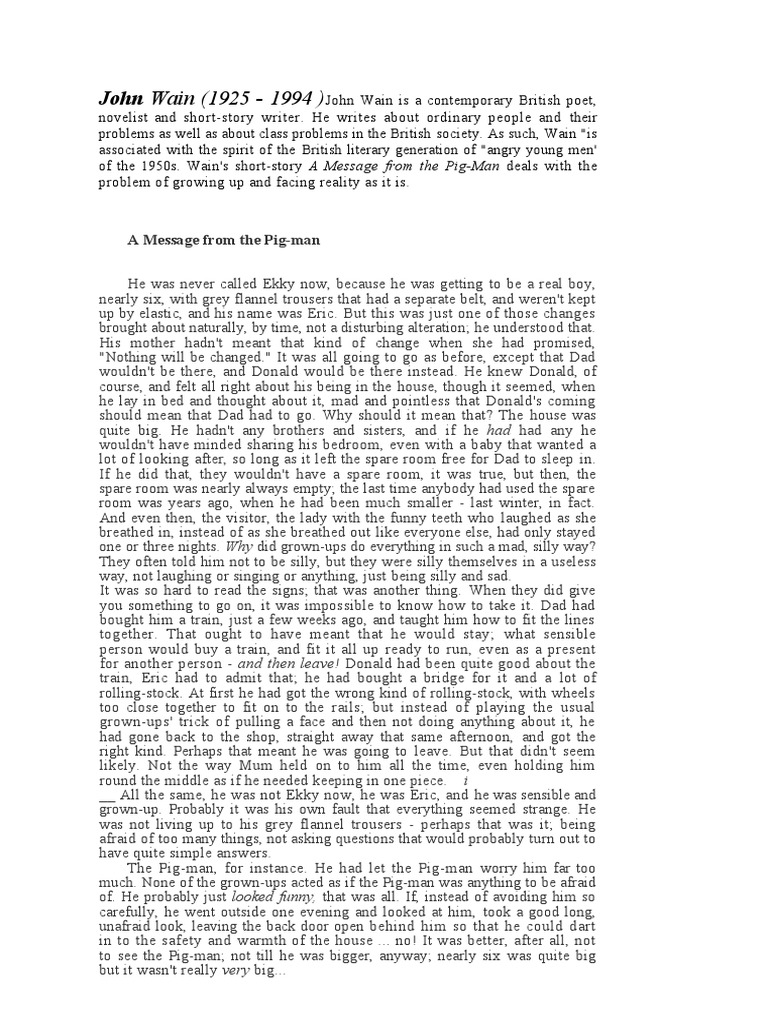 A Message from the Pig-Man Summary | PDF | Mystery, Thriller & Crime ...