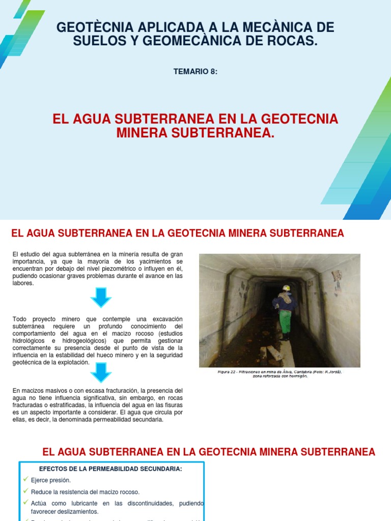 t.8. El Agua Subterranea en La Geotecnia Minera Subterranea - Fabiola ...