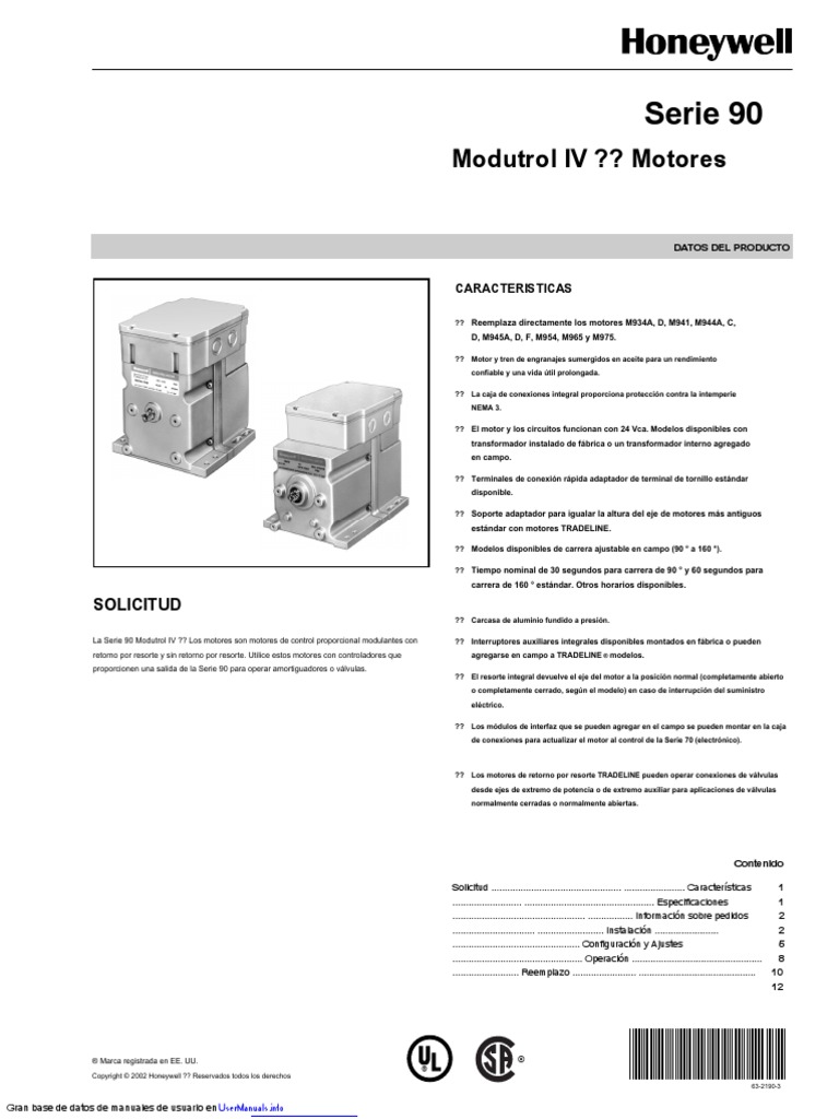 Modutrol IV Motors Series 90.en - Es | PDF | Transformador | Engranaje
