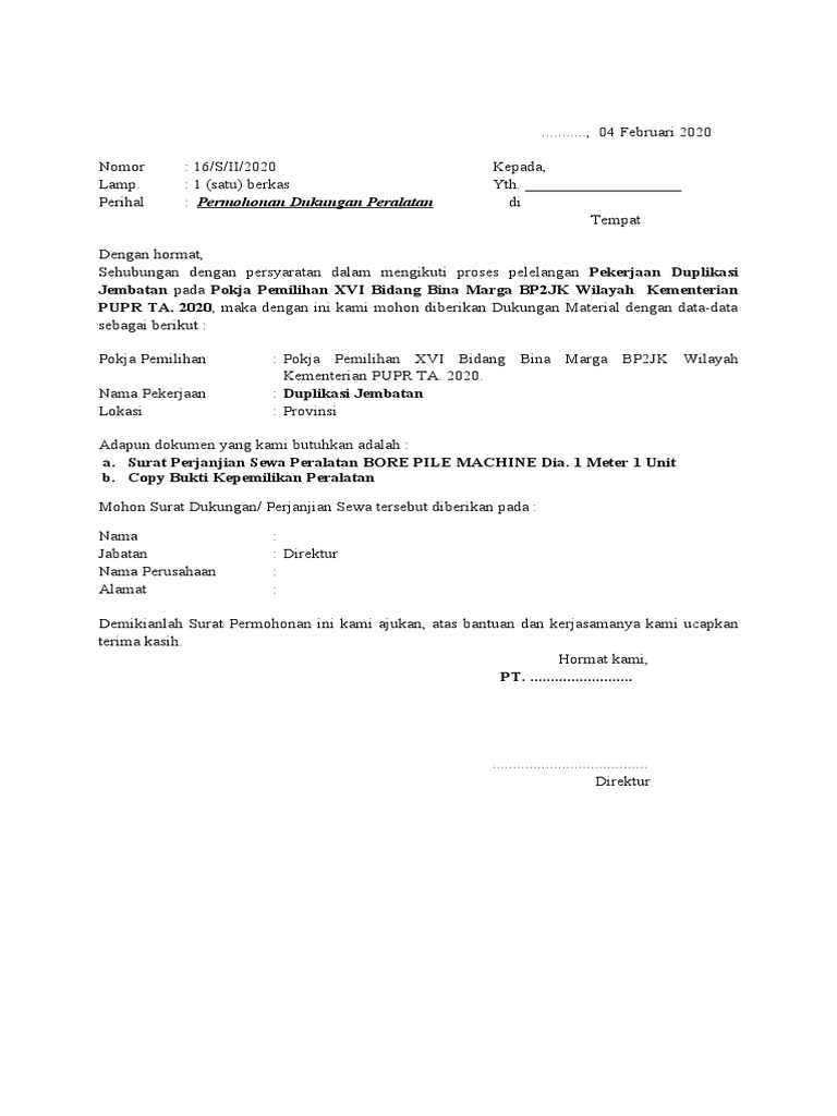 Contoh PERMOHONAN DUK BOREPILE | PDF