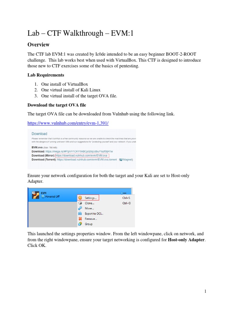Lab - CTF Walkthrough - EVM 1 | PDF