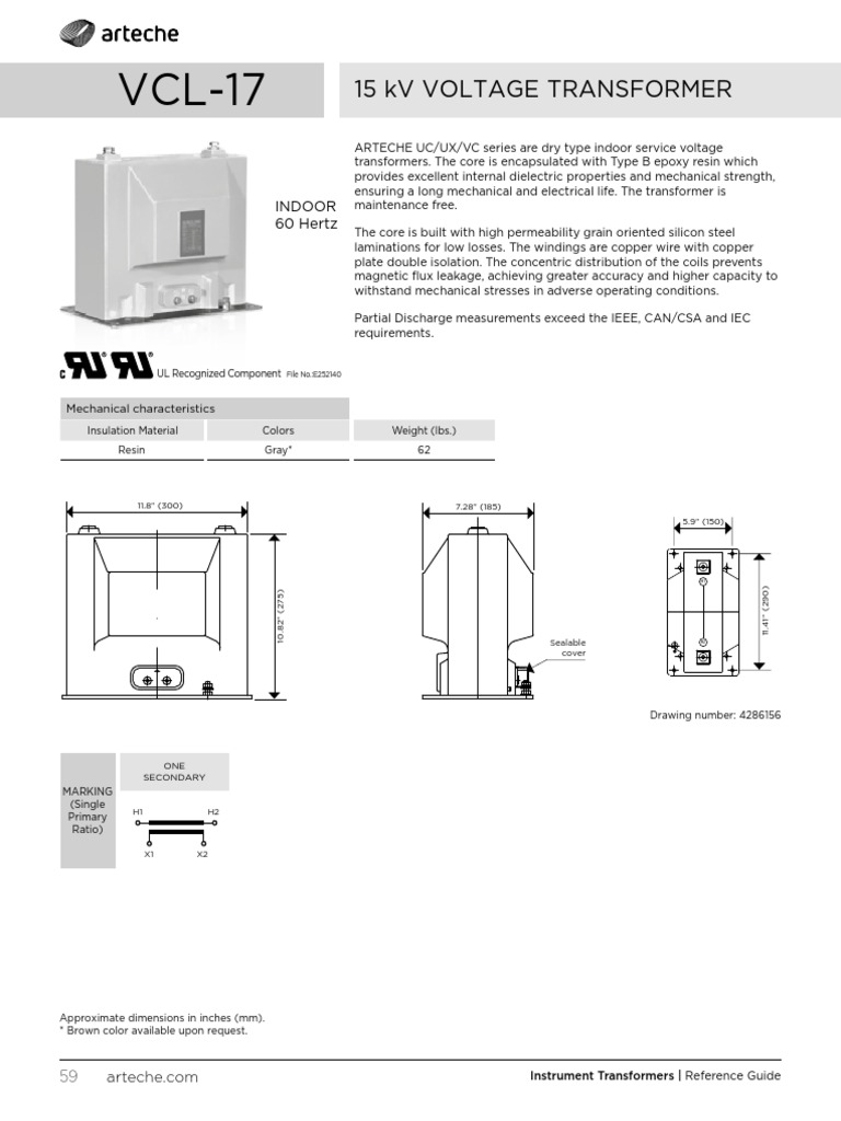 15 KV Voltage Transformer: Indoor 60 Hertz | PDF | Transformer | Components
