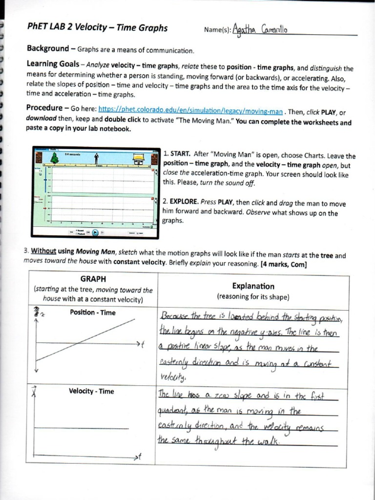PhET Lab Velocity-Time Graphs | PDF