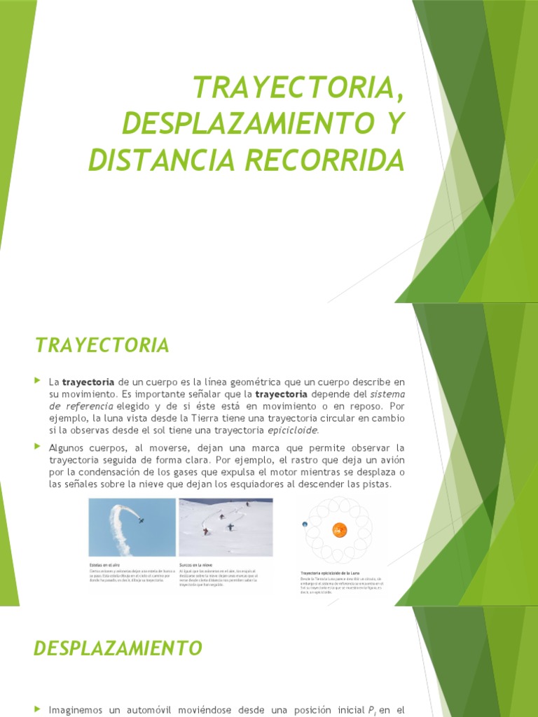 Trayectoria, Desplazamiento y Distancia Recorrida | PDF | Trayectoria ...