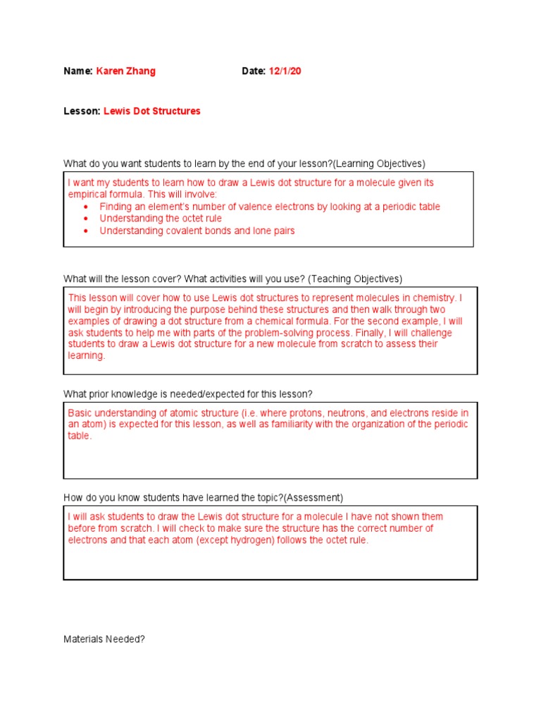 Lesson Plan Draft | PDF