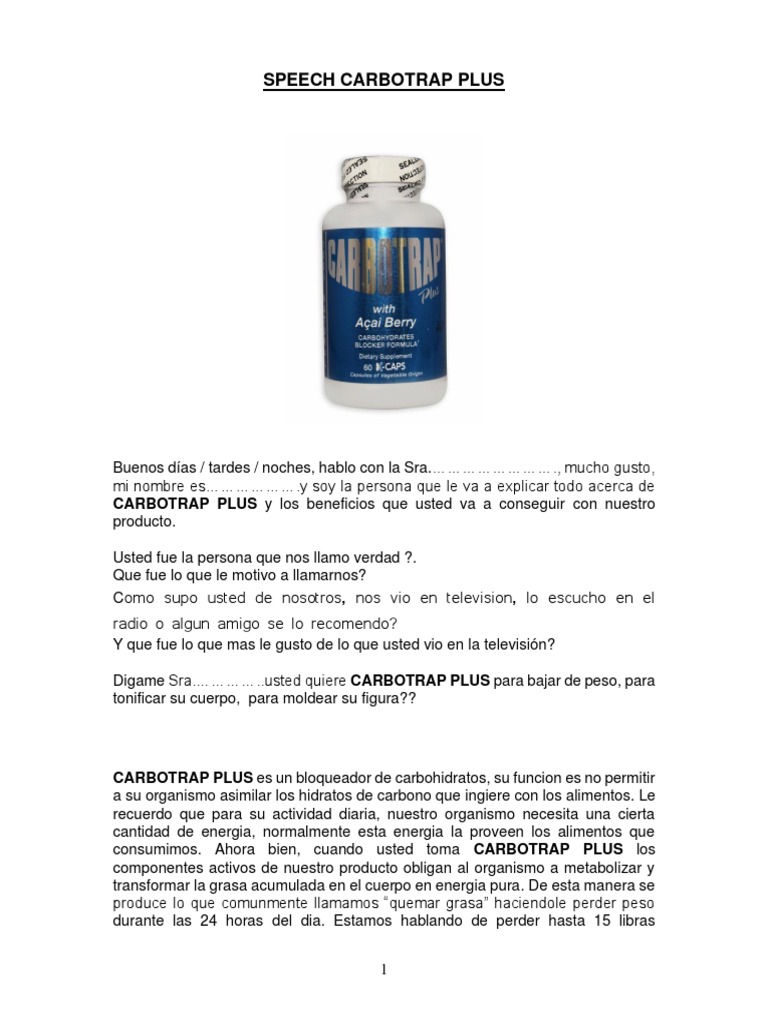 Speech Carbotrap Plus | PDF | Obesidad | Antioxidante