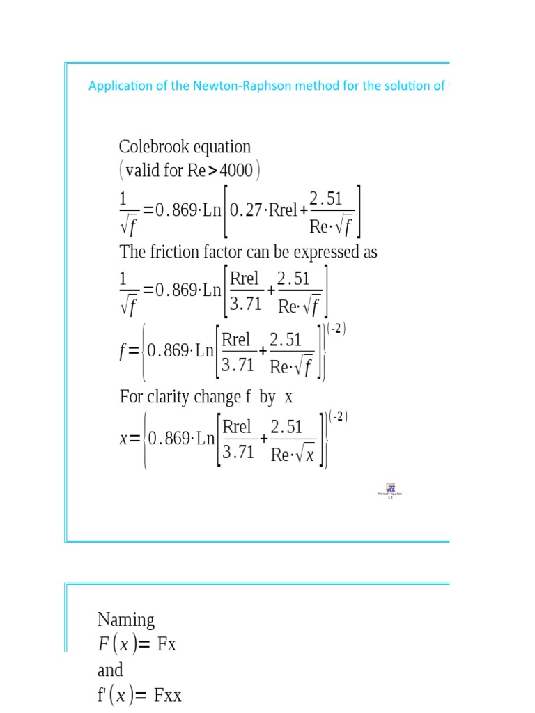 Pipes. Colebrook-White Equation Solved With Newton-Raphson Method | PDF ...