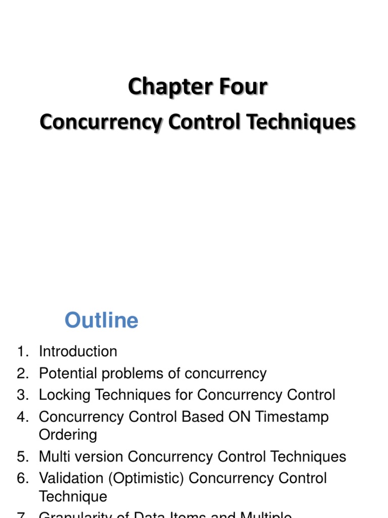 Chapter 4 Concurrency Control Techniques Pdf Database Transaction Synchronization