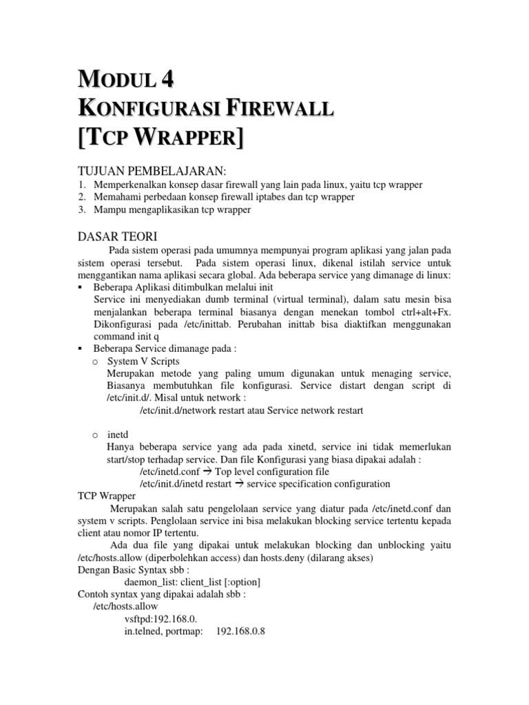 Konfigurasi TCP Wrapper di Linux | PDF | Komputer