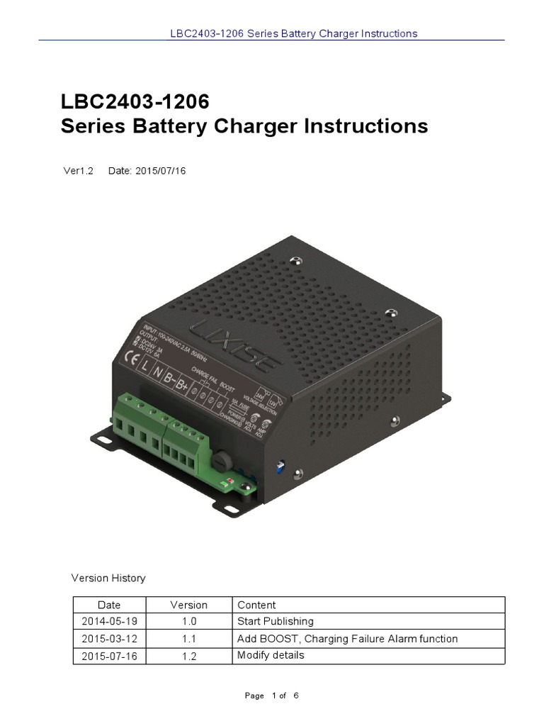 LBC2403-1206 Series Battery Charger Instructions | PDF | Battery Charger | Fuse (Electrical)