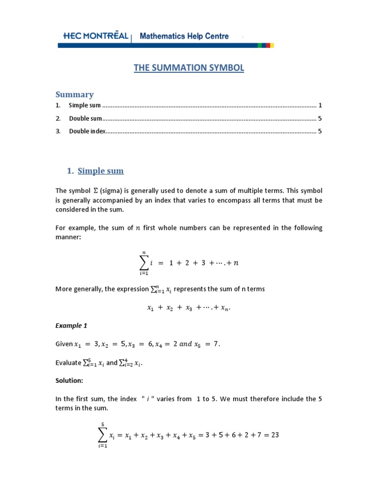 Understanding the Summation Symbol | PDF | Summation | Linear Algebra