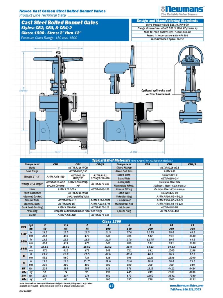 Cast Steel Bolted Bonnet Gates: Styles: CB2, CB3, & CB4/2 Class: 1500 ...