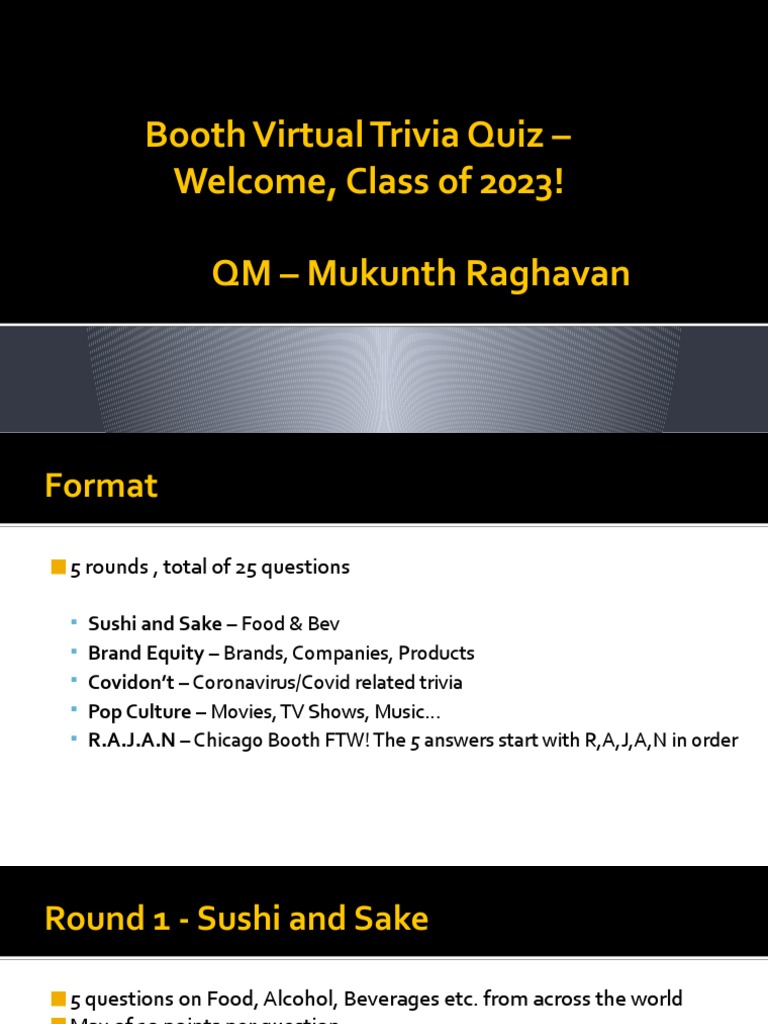 Mukunth Booth Virtual Quiz - Questions | PDF | University Of Chicago ...