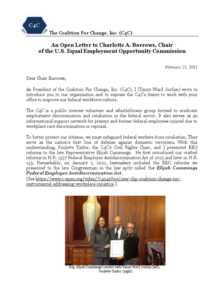 Open Letter To Charlotte A. Burrows, Chair - U.S. Equal Employment ...
