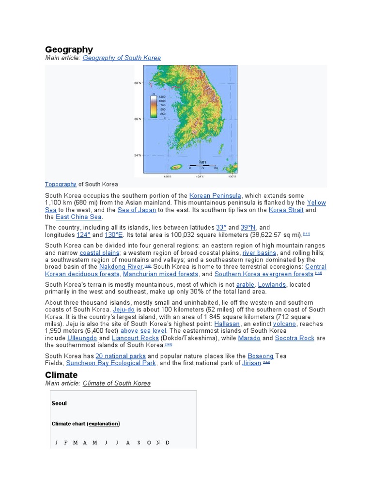 Geography and Climate | PDF | South Korea | World Politics