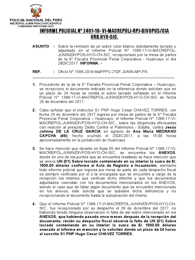 Informe Policial | PDF | Violencia