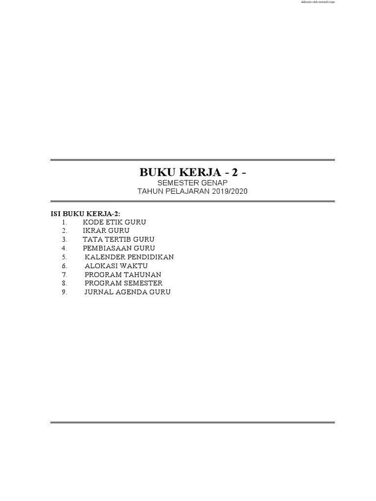 Format Buku Kerja Guru - 2 | PDF