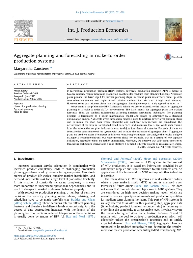#4 Aggregate Planning and Forecasting in Make-To-Order | PDF ...