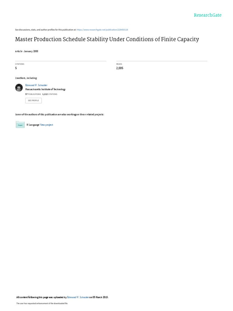 Master - Production - Schedule - Stability - Under - Conditi | PDF ...