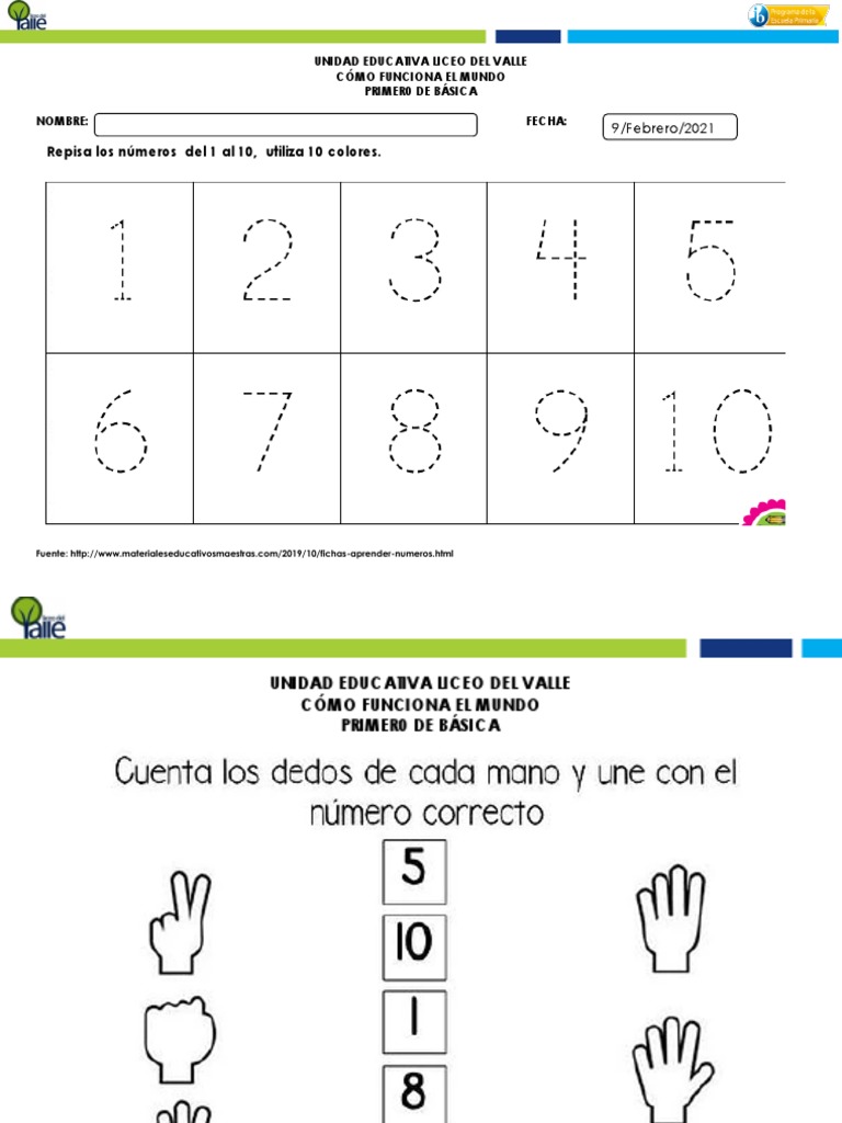 Hojas De Trabajo Para Escribir Los Números Del 1 Al 10 NUMEROS PARA