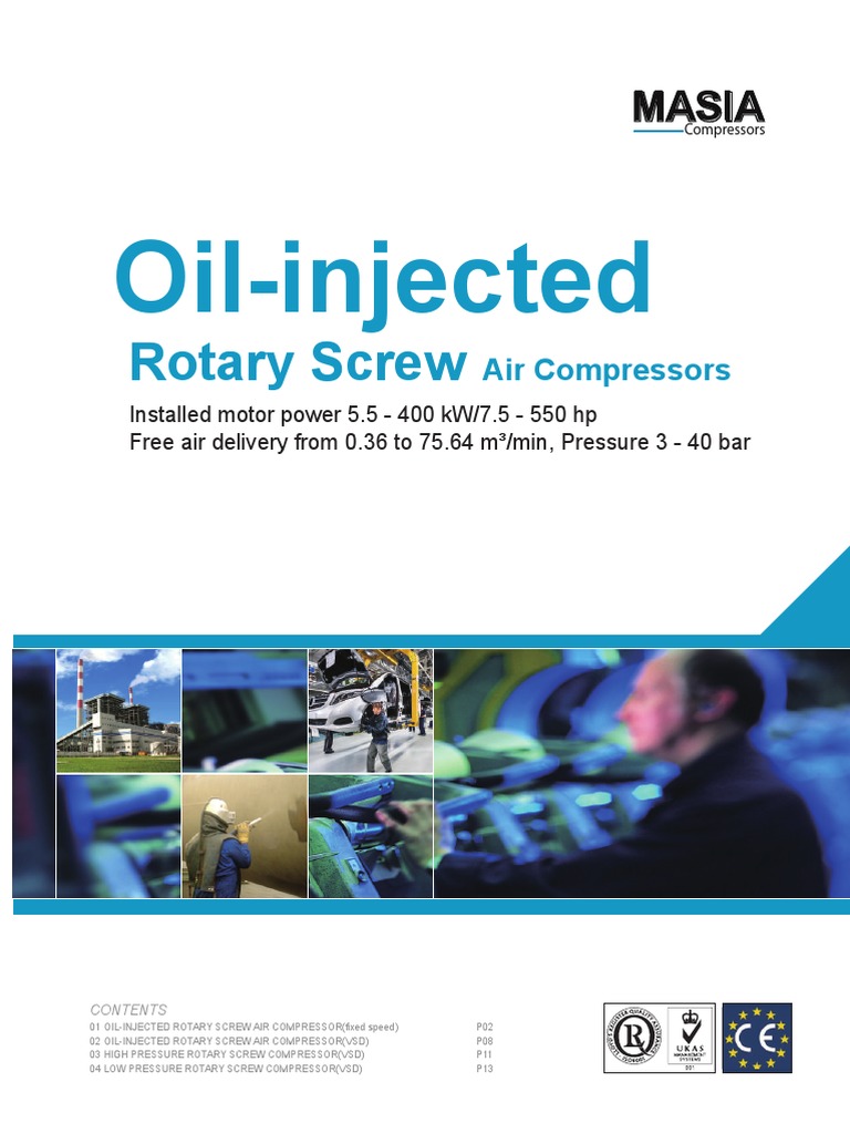 Oil-Injected: Rotary Screw | PDF | Electric Motor | Pipe (Fluid Conveyance)