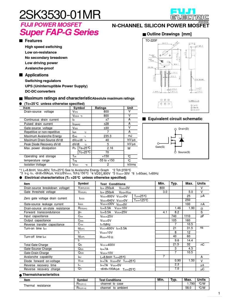 K3530-01MR FujiElectric | PDF | Electrical Components | Physical Quantities
