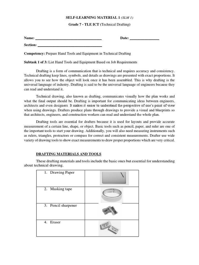 TLE 7 Q2 Episode 1 SLM | PDF | Technical Drawing | Drawing