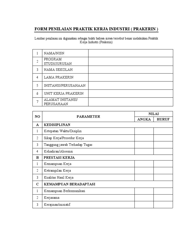 Contoh Form Penilaian PSG | PDF