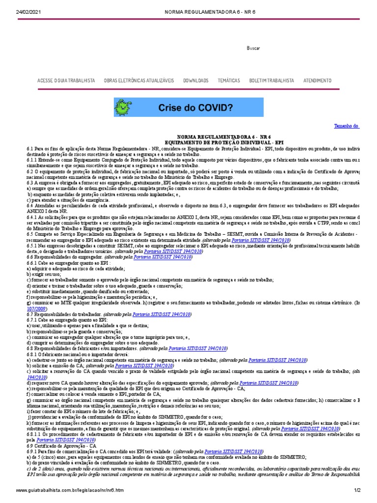 Norma Regulamentadora 6 - NR 6 | PDF | Gestão de recursos humanos ...