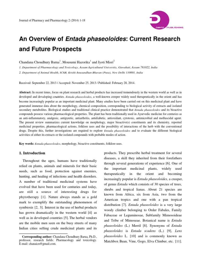 An Overview of Entada Phaseoloides: Current Research and Future ...