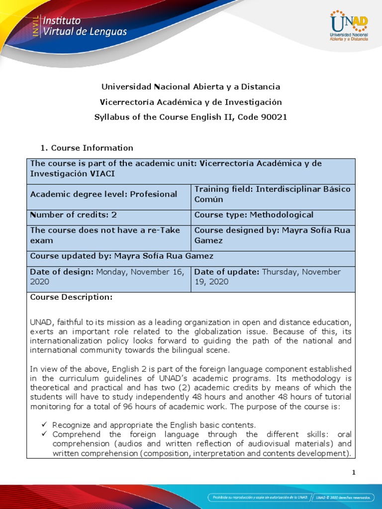 Course Syllabus English II | PDF | Verb | Test (Assessment)