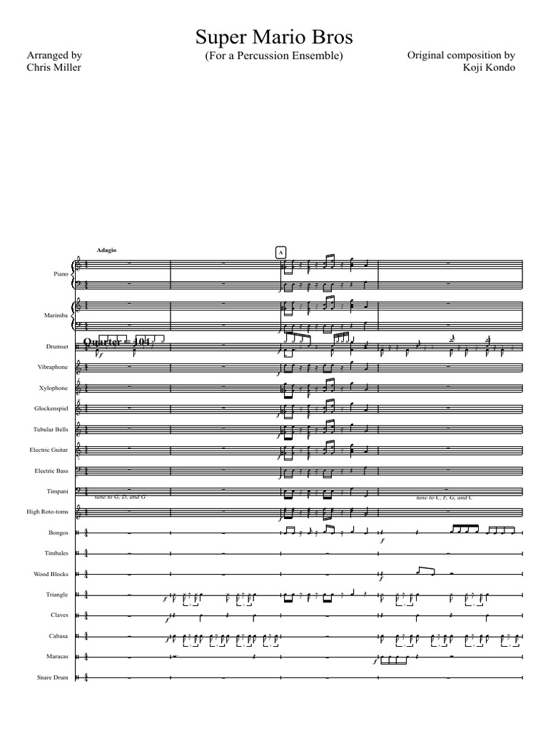 Super Mario Bros For A Percussion Ensemble | PDF | Music Production ...