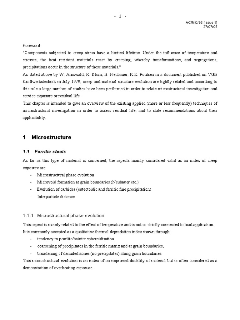 Ferritic Steel Creep Analysis Guide | PDF | Creep (Deformation ...