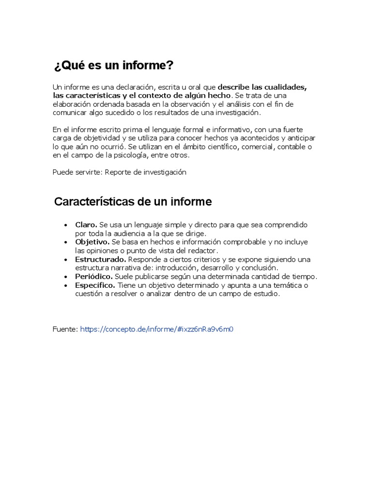 Qué Es Un Informe | PDF