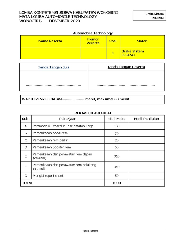 Lembar Juri Rem 2020 | PDF