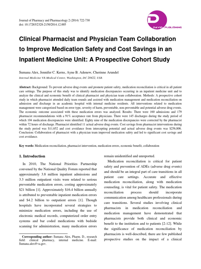 Clinical Pharmacist and Physician Team Collaboration To Improve ...