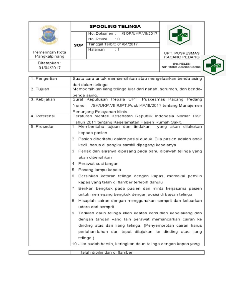 Sop Spooling Telinga | PDF