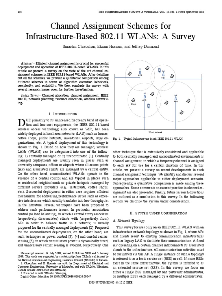 Channel Assignment Schemes For Infrastructure-Based 802.11 Wlans: A Survey | PDF | Ieee 802.11 ...