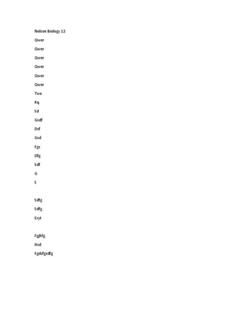 Notes on Various Biology Concepts from Nelson Biology 12 Textbook | PDF