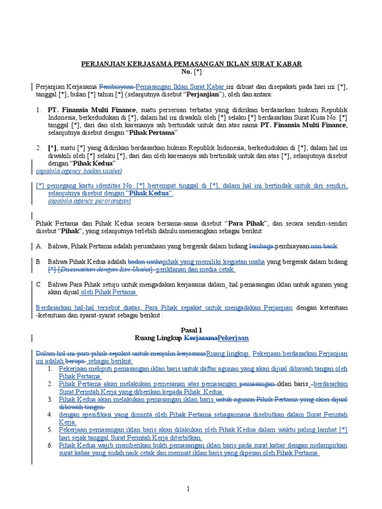 Lampiran 1 Format PKS | PDF