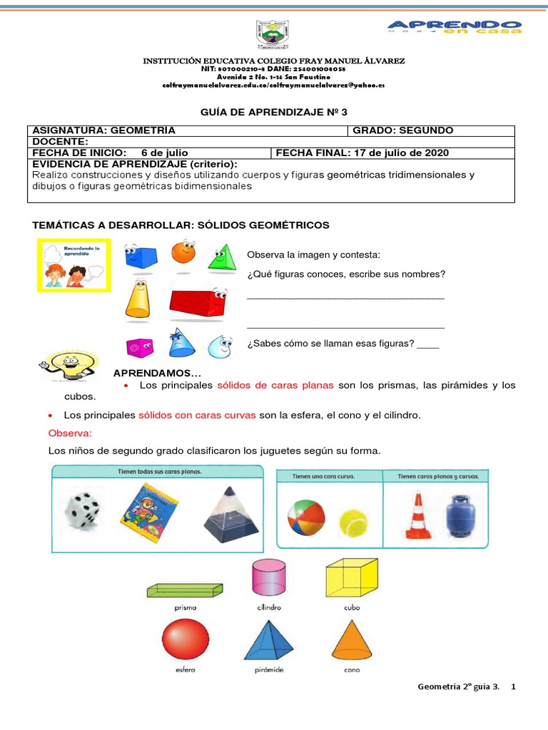 Guía de Geometría para Segundo Grado | PDF | Polígono | Geometría ...