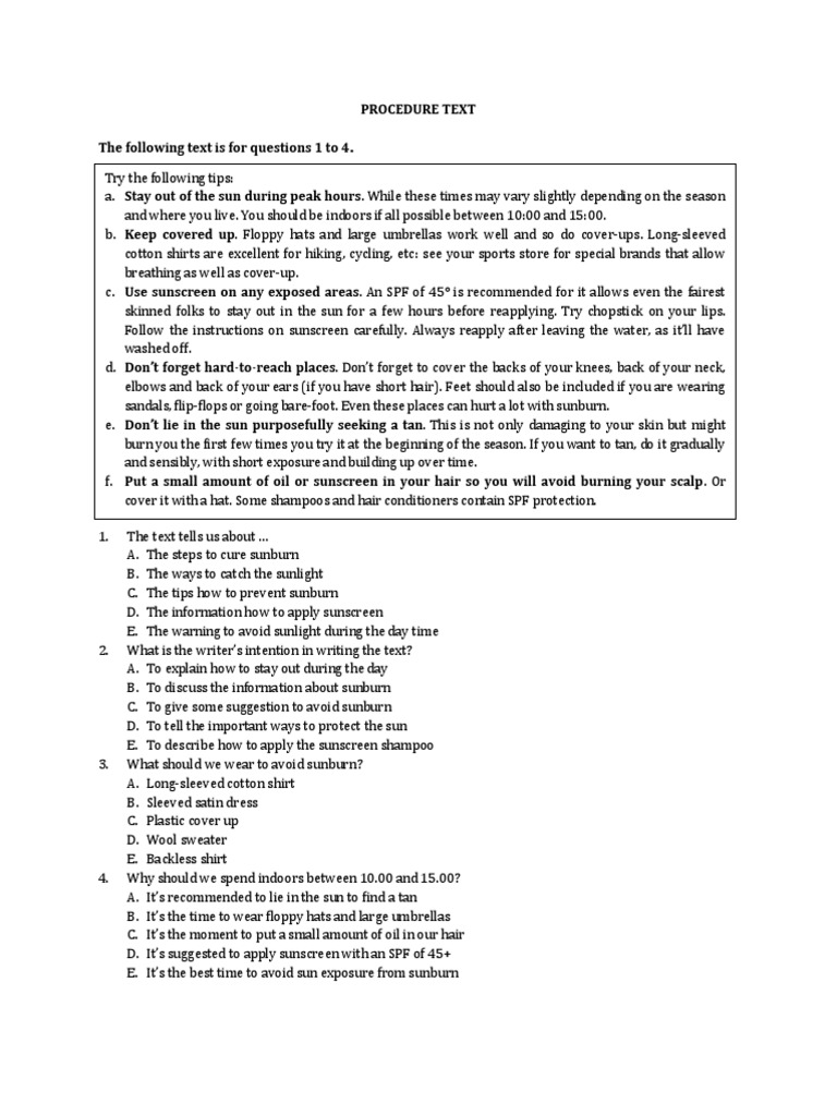 Procedure Text The Following Text Is For Questions 1 To 4 | Download ...
