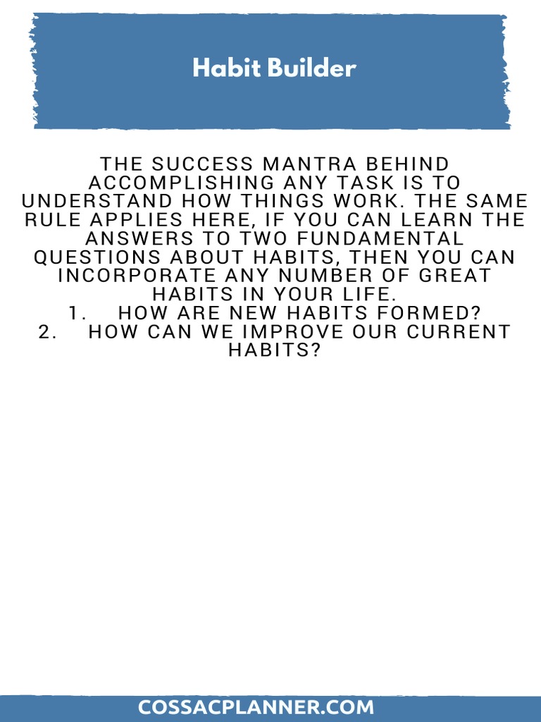 Habit Builder | PDF | Self Control | Self-Management