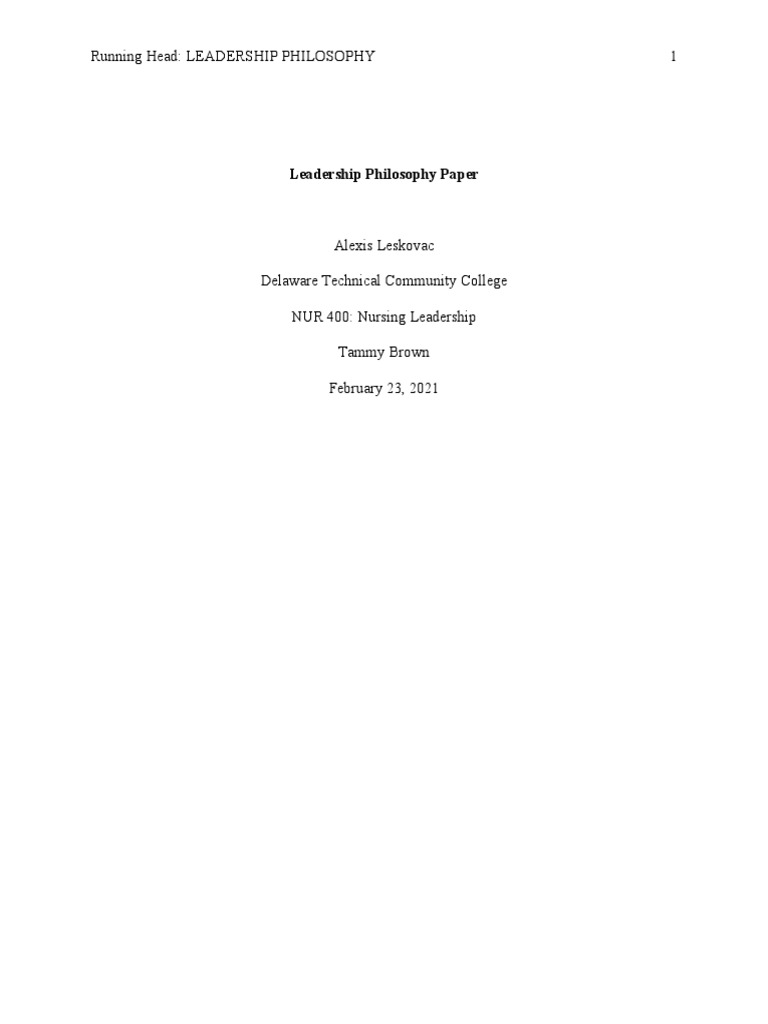 Leskovac Leadership Philosophy Paper | PDF