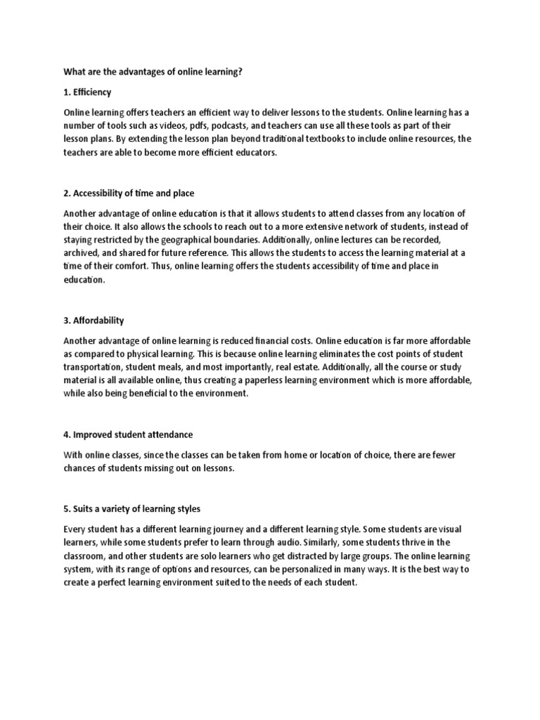 Online Learning: Pros and Cons | PDF | Educational Technology | Teachers