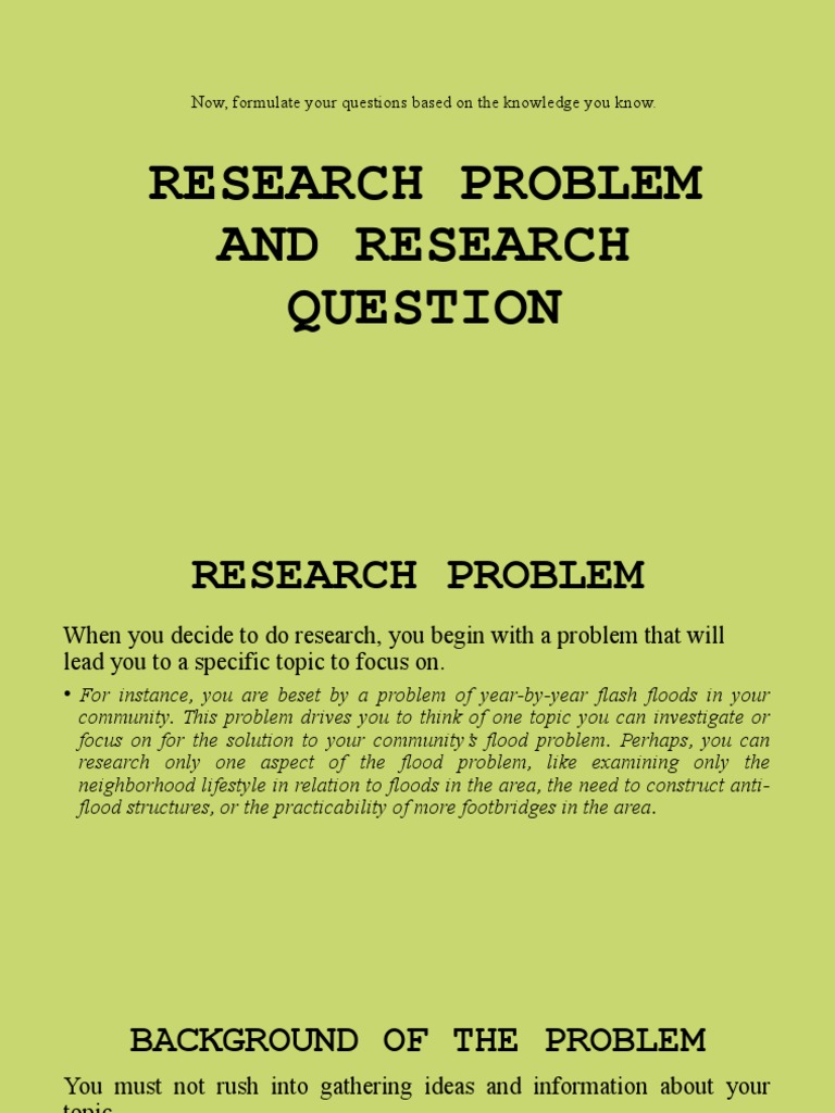 Formulating Effective Research Questions | PDF | Question | Human Nature