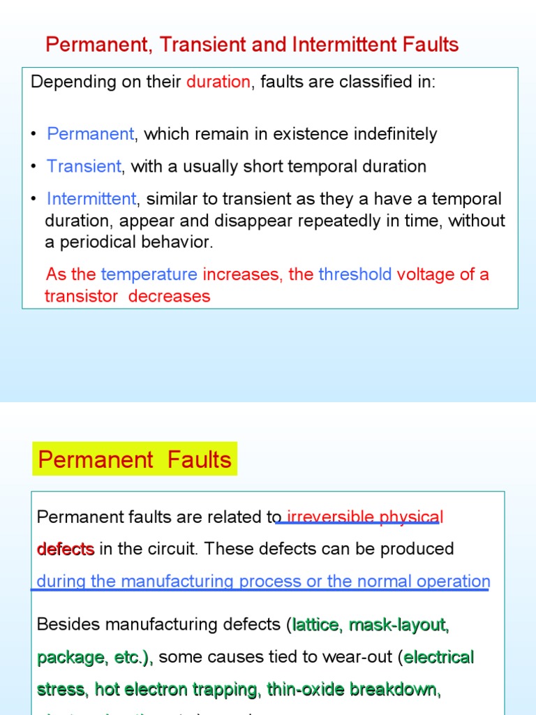 Permanent, Transient and Intermittent Faults: Duration | PDF | Ionizing ...