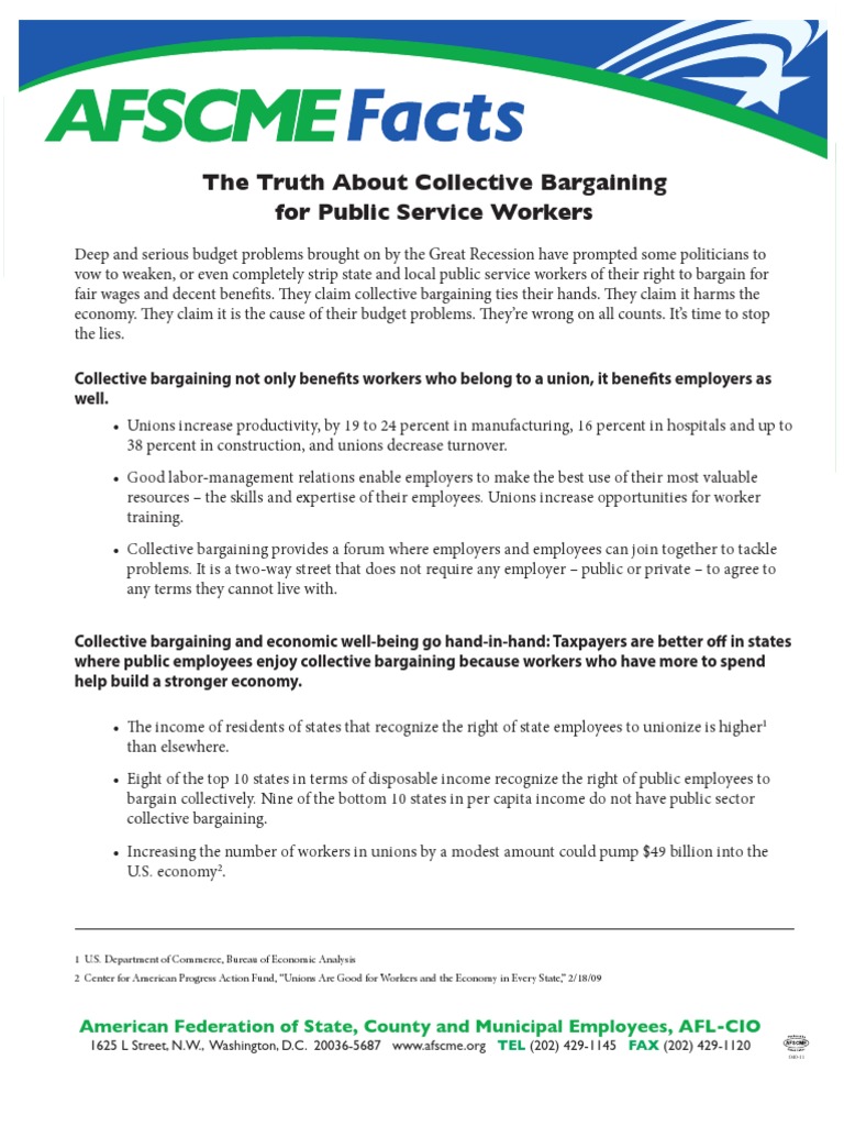 AFSCME Fact Sheet Collective Bargaining | Collective Bargaining ...