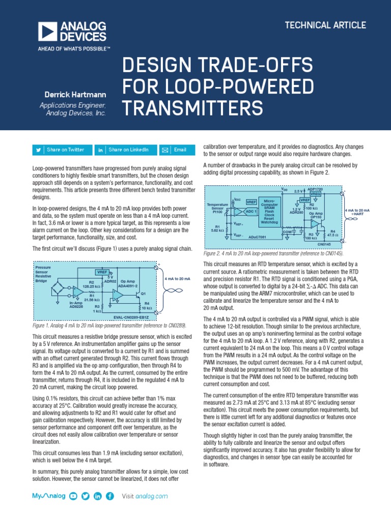 Design Trade-Offs For Loop-Powered Transmitters: Derrick Hartmann | PDF ...